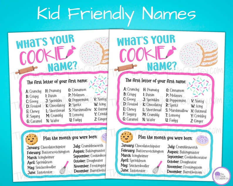 What's Your Cookie Name Game Sign and Name Tags, Cookies and Milk ...