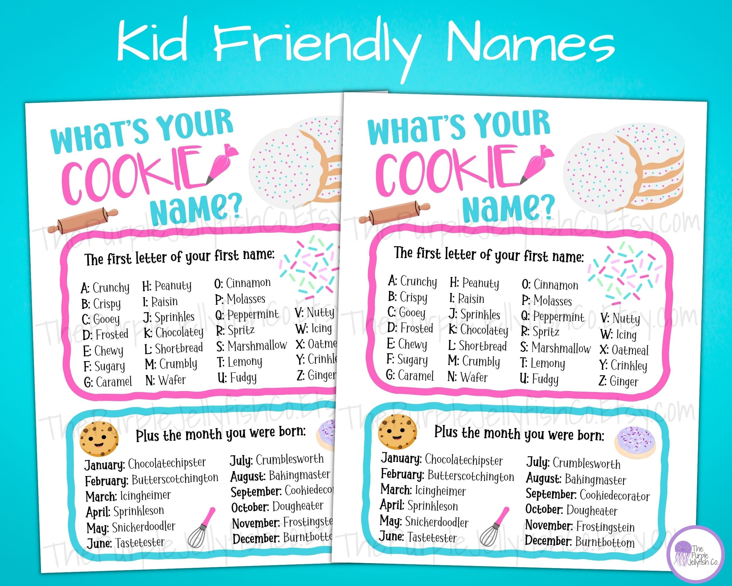What's Your Cookie Name Game Sign and Name Tags, Cookies and Milk ...