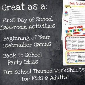 Back to School Activities for Kids Printable Back to School Games ...