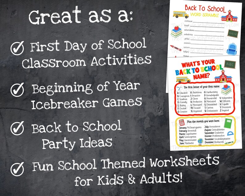 Back to School Activities for Kids Printable Back to School Games ...