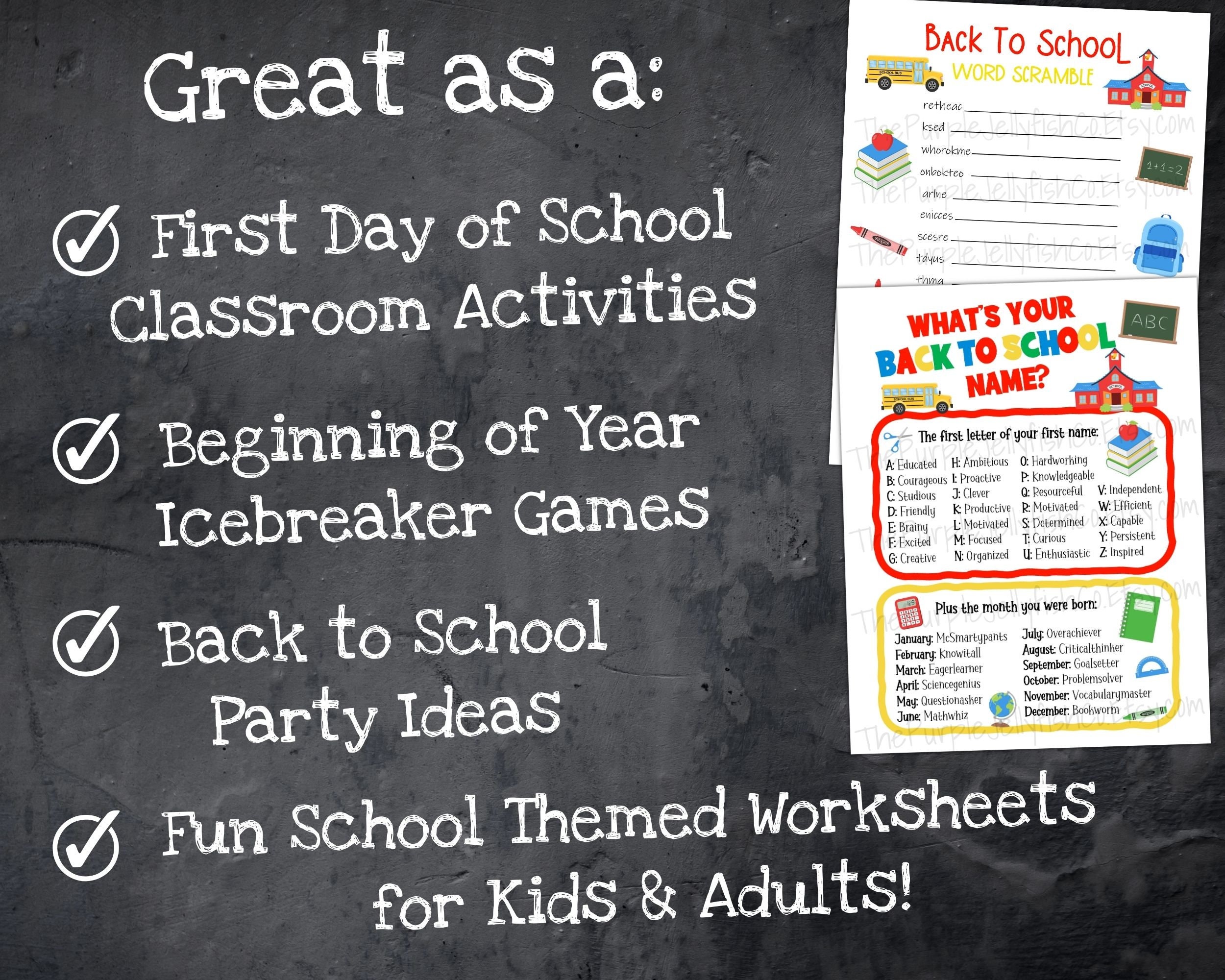 Back to School Activities for Kids Printable Back to School Games ...