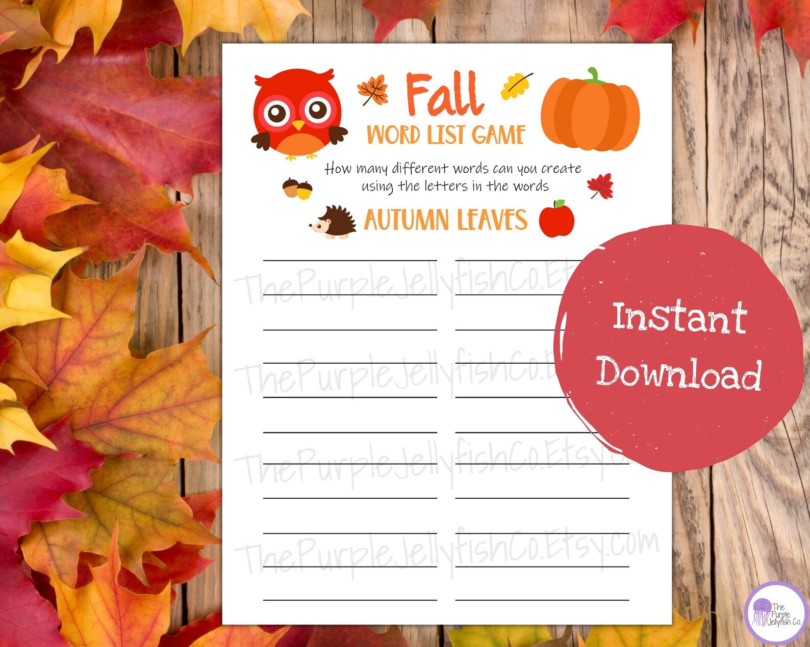 Fall Word List Game, Fall Game Printable, Autumn Activity for Kids, Fun ...