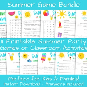 Summer Games Printable, Summer Activities for Kids & Adults, Summer ...