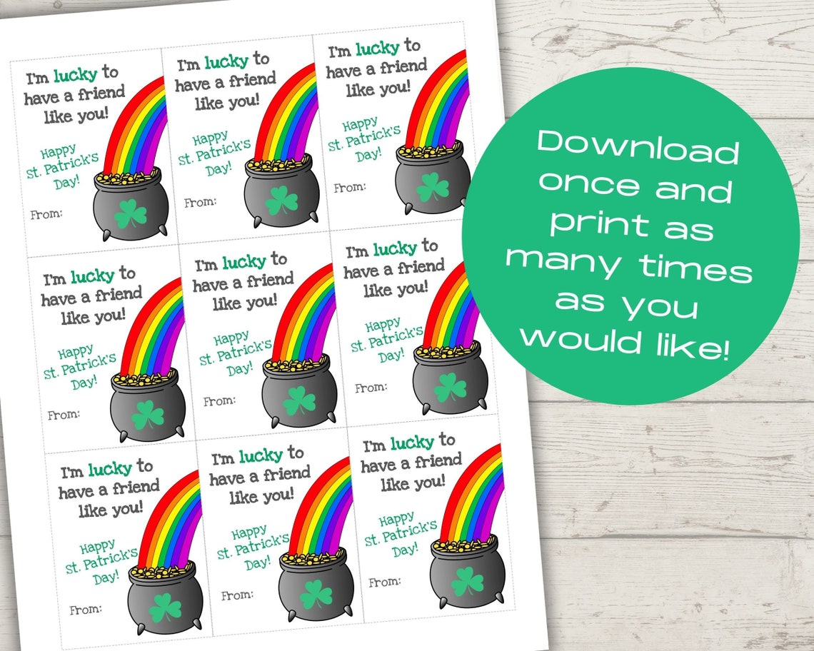Printable St. Patrick's Day Gift Tags St. Patrick's | Etsy