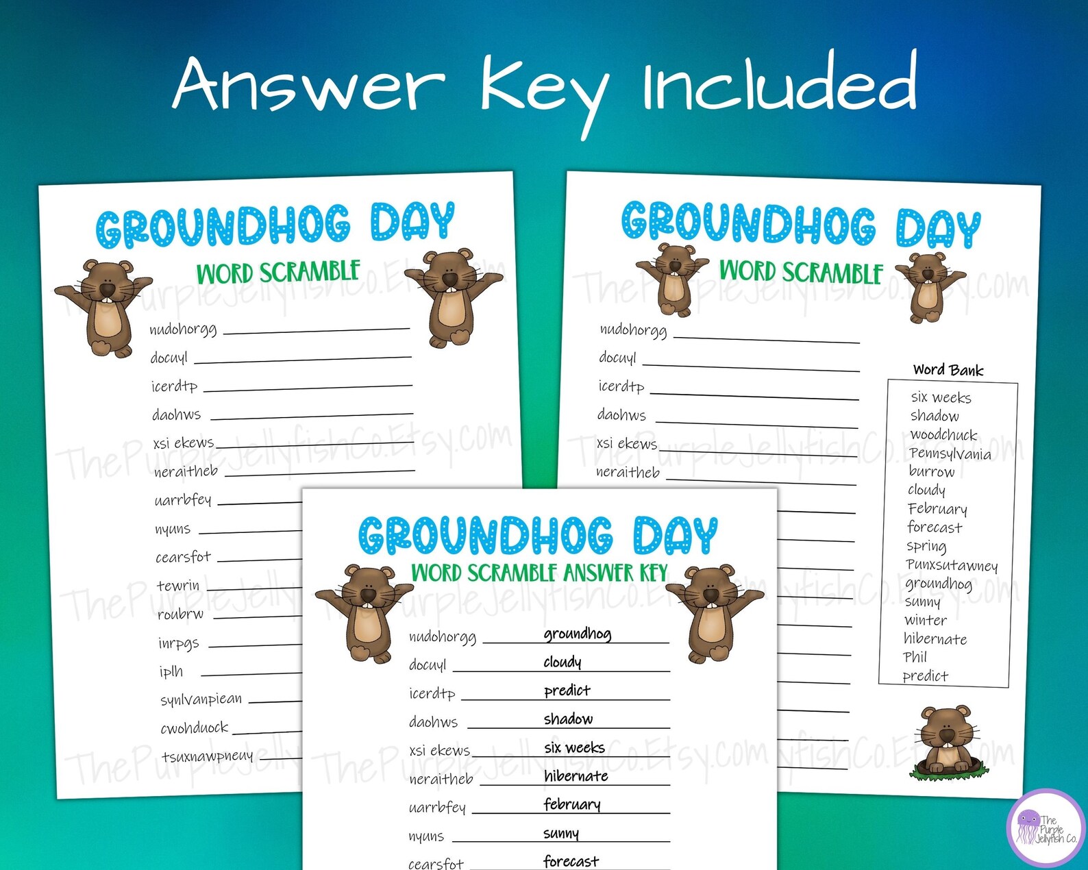 Groundhog Day Word Scramble for Kids, Printable Groundhog Activity ...
