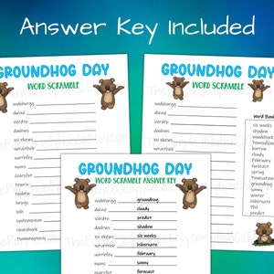 Groundhog Day Word Scramble for Kids, Printable Groundhog Activity ...
