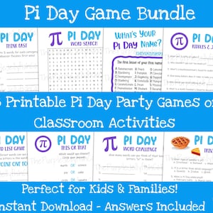 Pi Day Game Bundle, Pi Day Activities for Kids, Pi Day Party Ideas, Fun ...