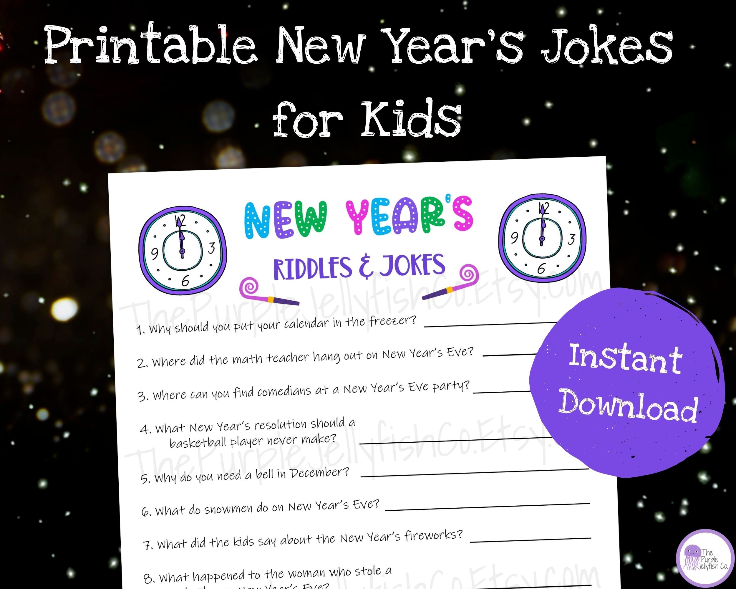 New Years Jokes for Kids, Printable New Years Eve Games, New Years ...