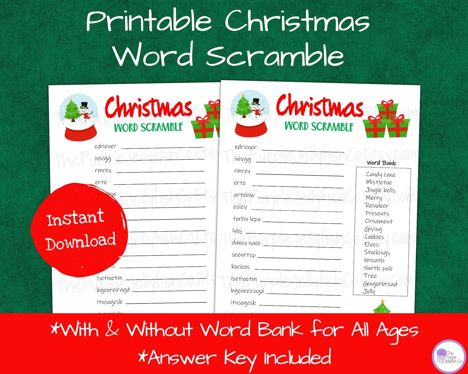 Christmas Word Scramble, Christmas Activity for Kids Printable ...