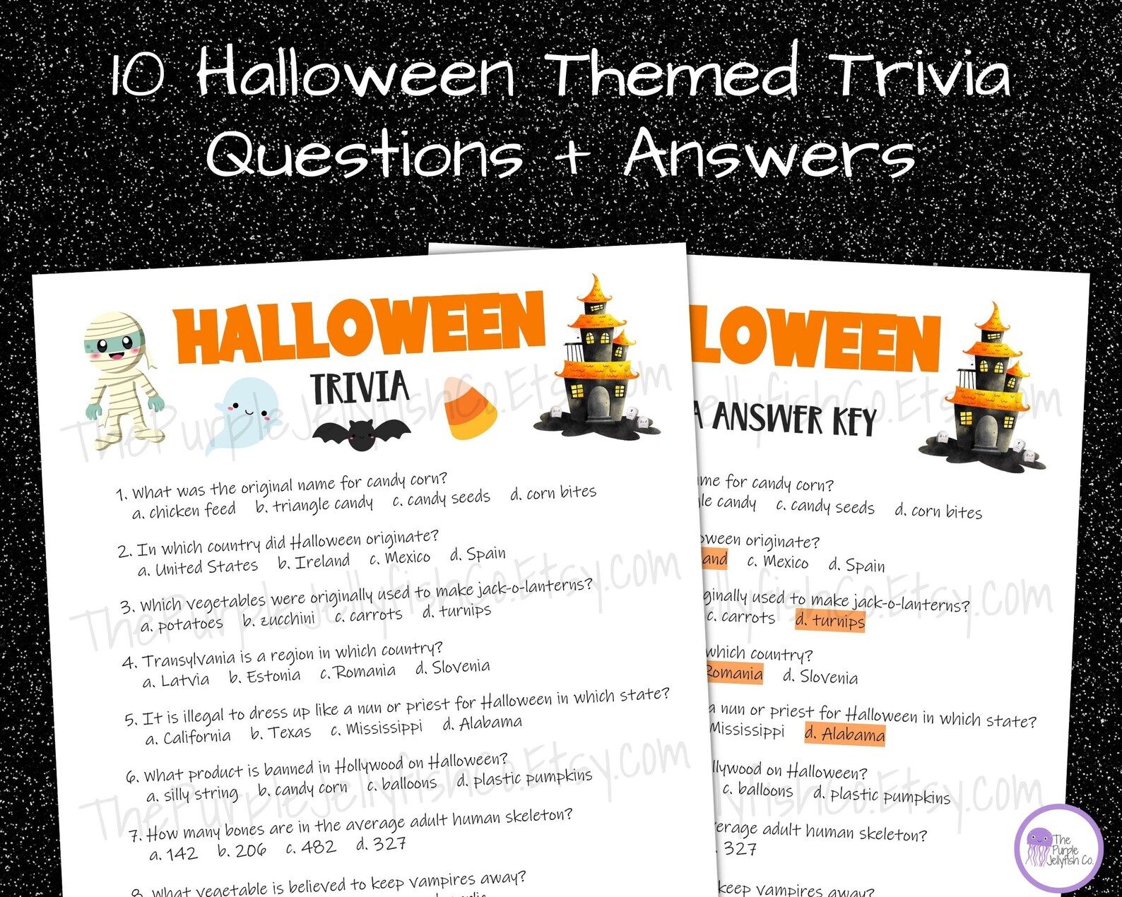 Halloween Trivia Game Printable, Halloween Party Games Trivia Questions ...