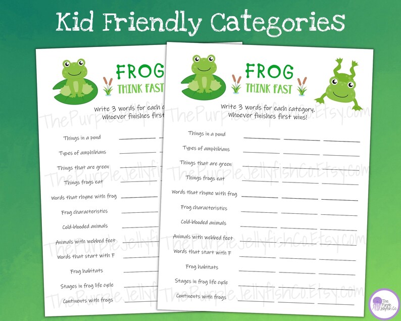 Frog Think Fast Game, Printable Frog Game, Frog Activity for Kids ...
