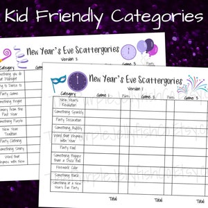 New Year's Eve Scattergories Game, Printable New Years Eve Games for ...