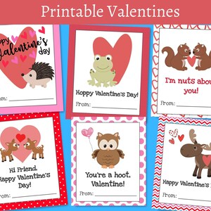 Woodland Animal Valentines Printable, Cute Animal Valentines Day Cards ...