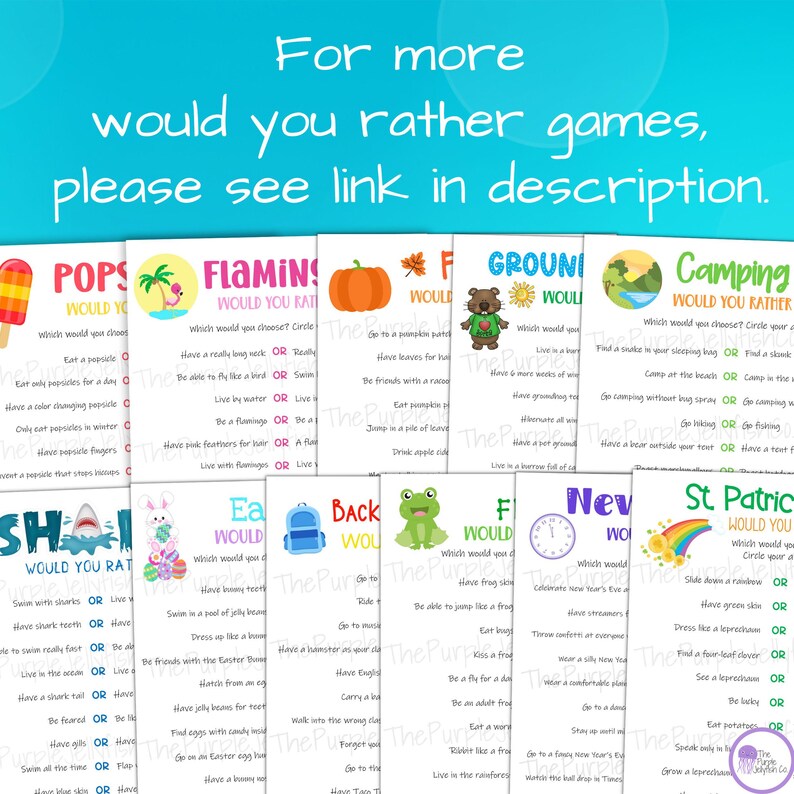 Summer Would You Rather Game Printable Kids Activity, Fun Summer Party ...