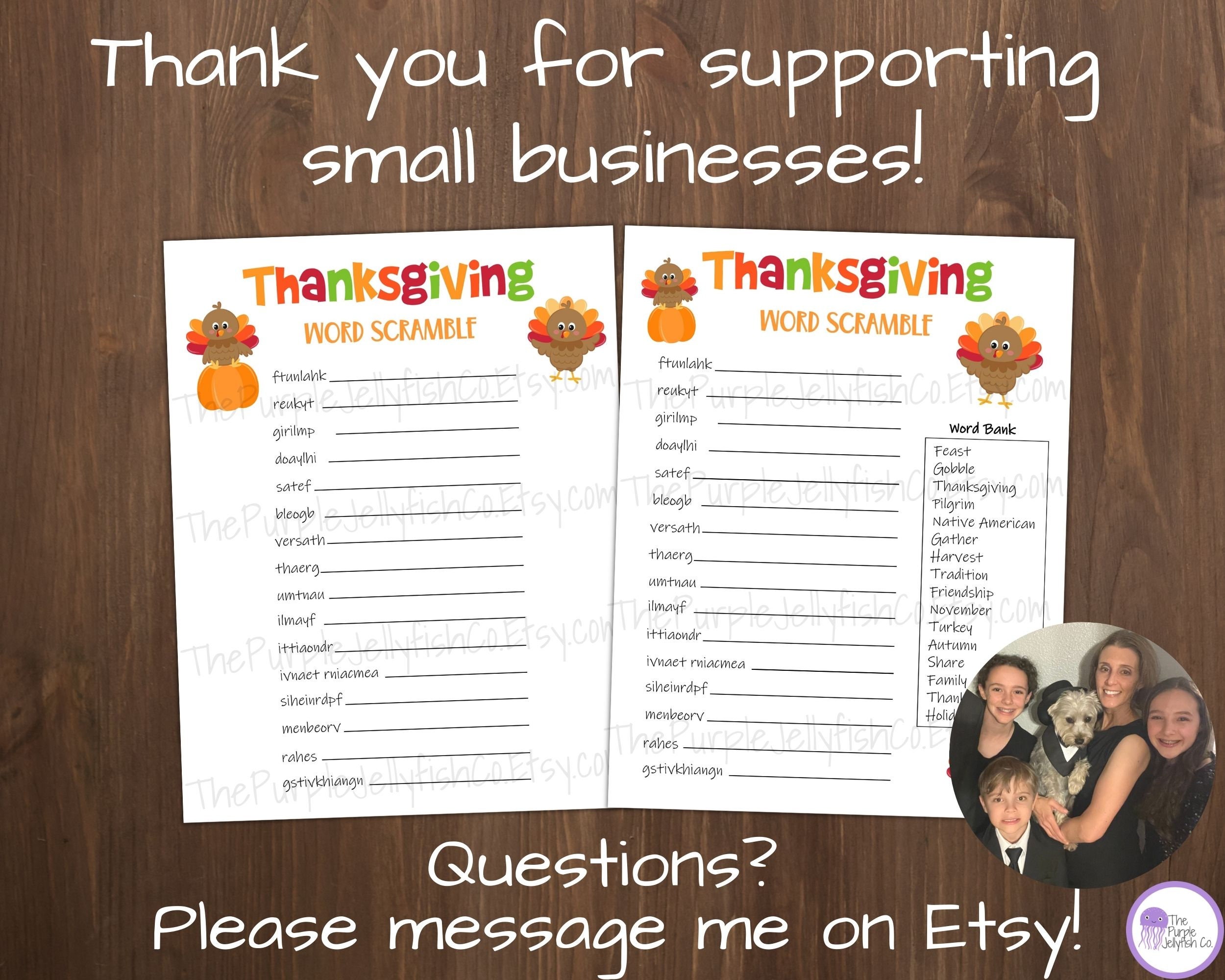 Thanksgiving Word Scramble Thanksgiving Games Printable - Etsy