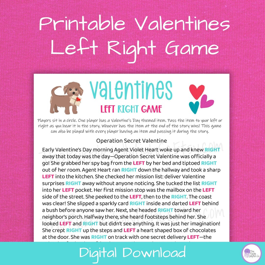 Valentines Left Right Game, Valentine Pass the Prize Game for Kids ...