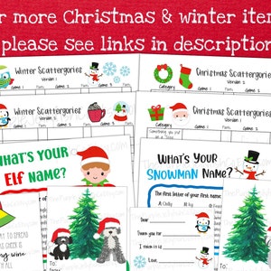 Christmas Scattergories for Kids, Christmas Games Printable for Family ...