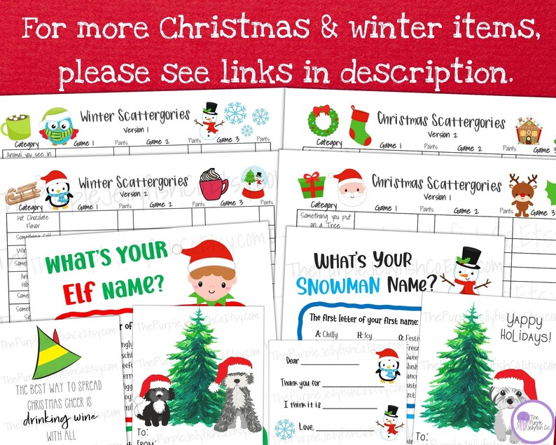 Christmas Scattergories for Kids, Christmas Games Printable for Family ...