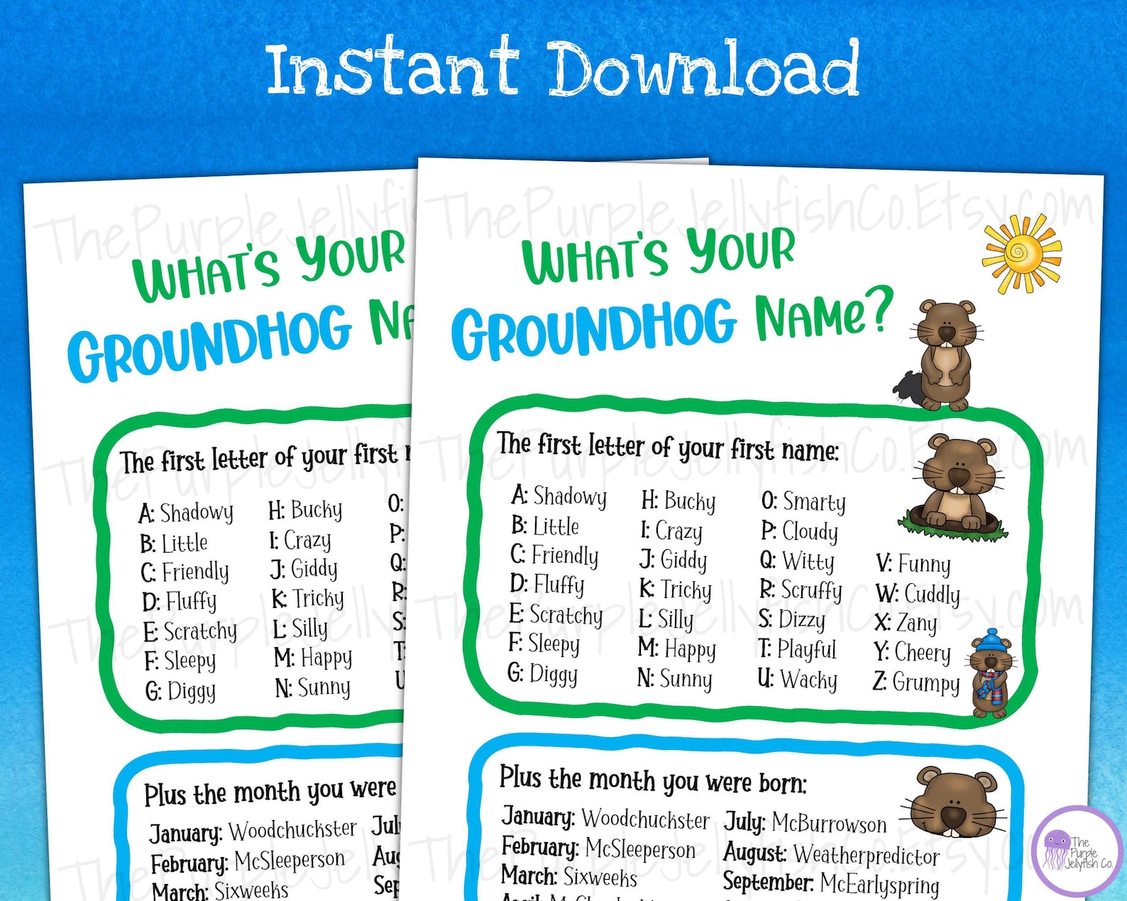 What's Your Groundhog Name Game, Printable Groundhog Day Game for Kids ...