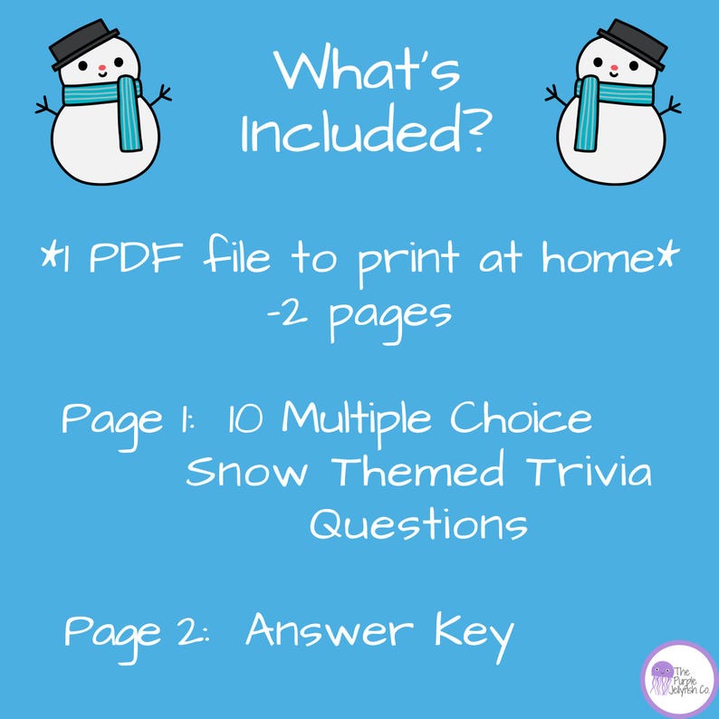 Winter Trivia Game, Winter Party Games, Winter Games for Kids, Winter ...