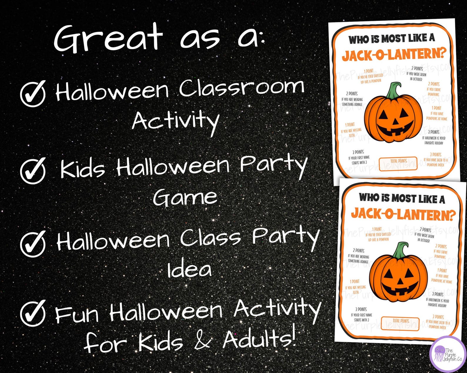 Who is Most Like a Jack-o-lantern, Printable Halloween Party Game for ...