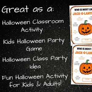 Who is Most Like a Jack-o-lantern, Printable Halloween Party Game for ...