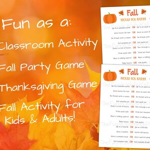 Fall Would You Rather Game Printable Fall Party Idea, Autumn This or ...