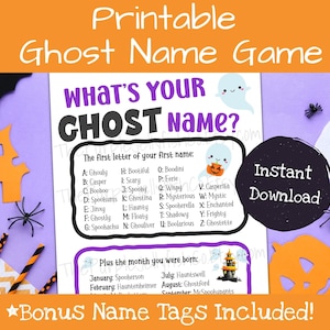 What's Your Ghost Name Game Printable Halloween Name Sign - Etsy