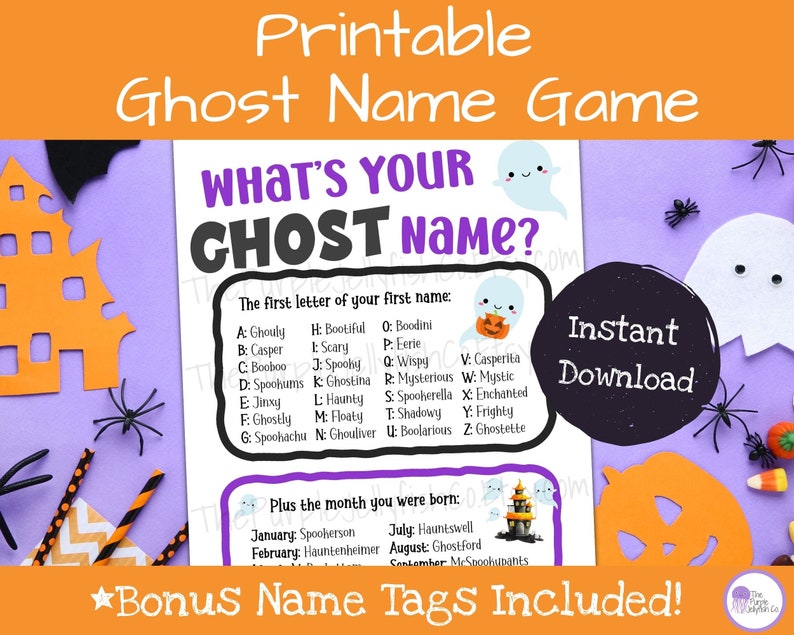 What's Your Ghost Name Game Printable Halloween Name Sign - Etsy