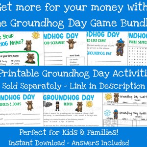 Groundhog Day Jokes, Printable Game for Groundhog Day, Groundhog ...