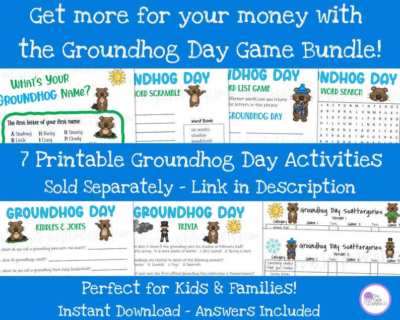 Groundhog Day Jokes, Printable Game for Groundhog Day, Groundhog ...