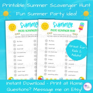 Summer Scavenger Hunt Game for Kids Teens & Tweens, Summer Party Idea ...