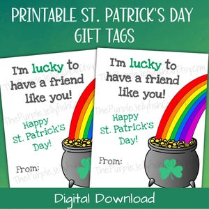 St Patricks Day Gift Tags Printable, Kids St. Patrick's Day Cards ...