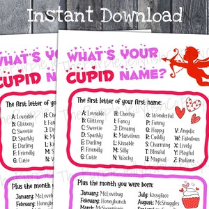 What's Your Cupid Name Game, Valentines Day Activity for Kids ...