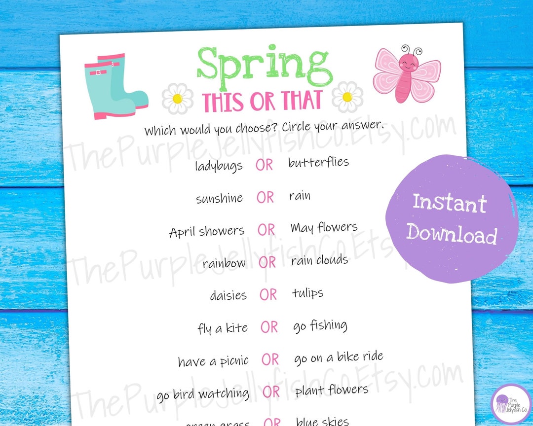 Spring This or That Game, Would You Rather Game, Spring Activity for ...