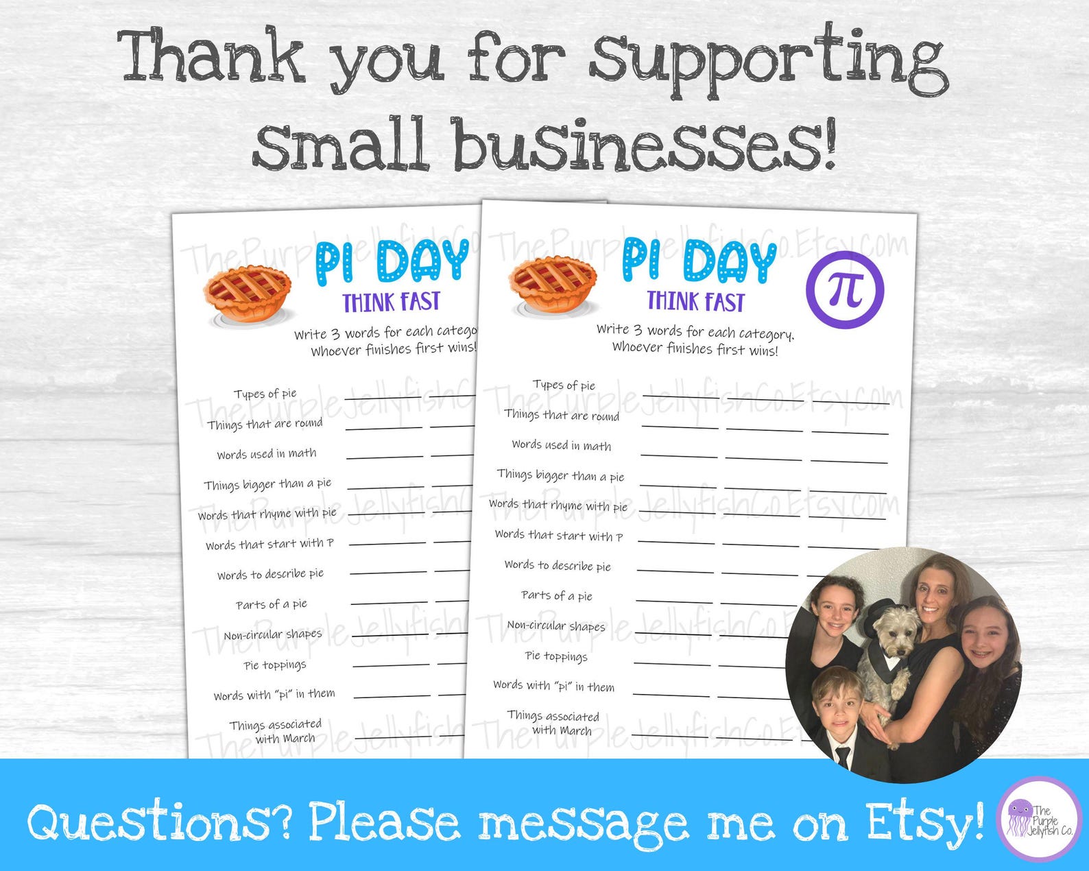 Pi Day Think Fast Game for Kids, Pi Day Activity Printable, Pi Day ...