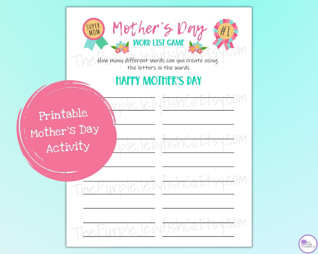 Mother's Day Word List Game, Mother's Day Activity Printable, How Many ...
