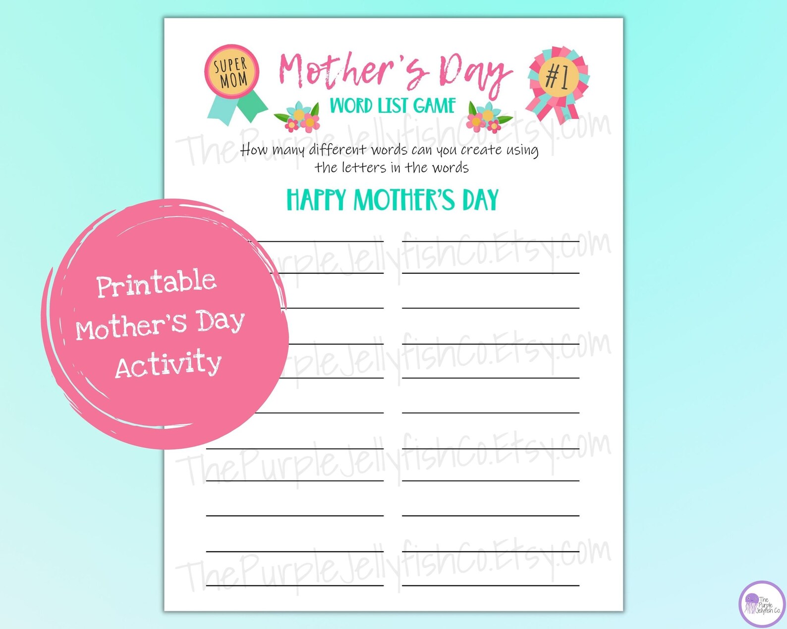 Mother's Day Word List Game, Mother's Day Activity Printable, How Many ...