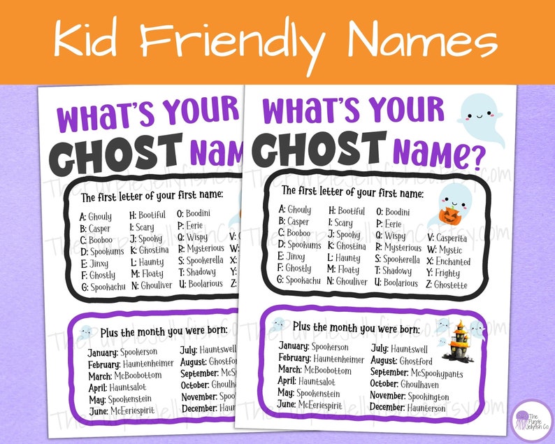 What's Your Ghost Name Game Printable Halloween Name Sign - Etsy