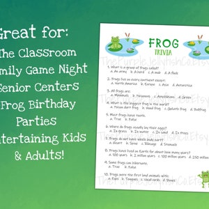 Frog Trivia Game Printable, Frog Game, Trivia for Kids, Frog Theme ...
