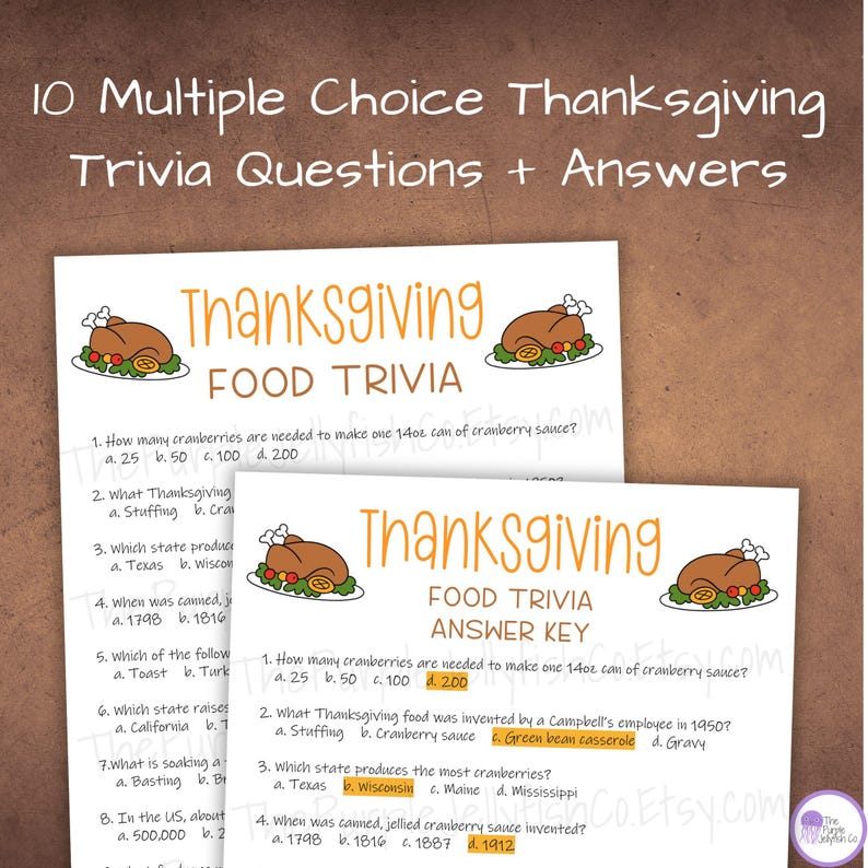 Thanksgiving Trivia Game Printable, Thanksgiving Food, Friendsgiving ...