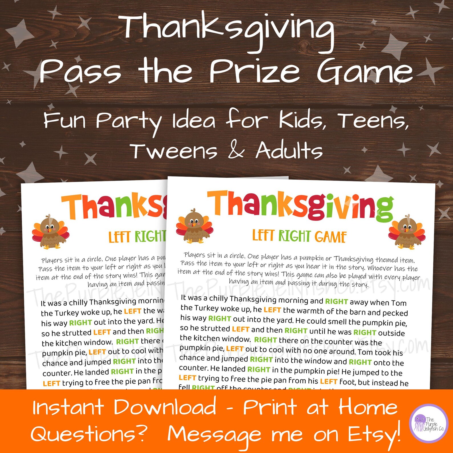Thanksgiving Left Right Game Printable, Turkey Thanksgiving Activity ...