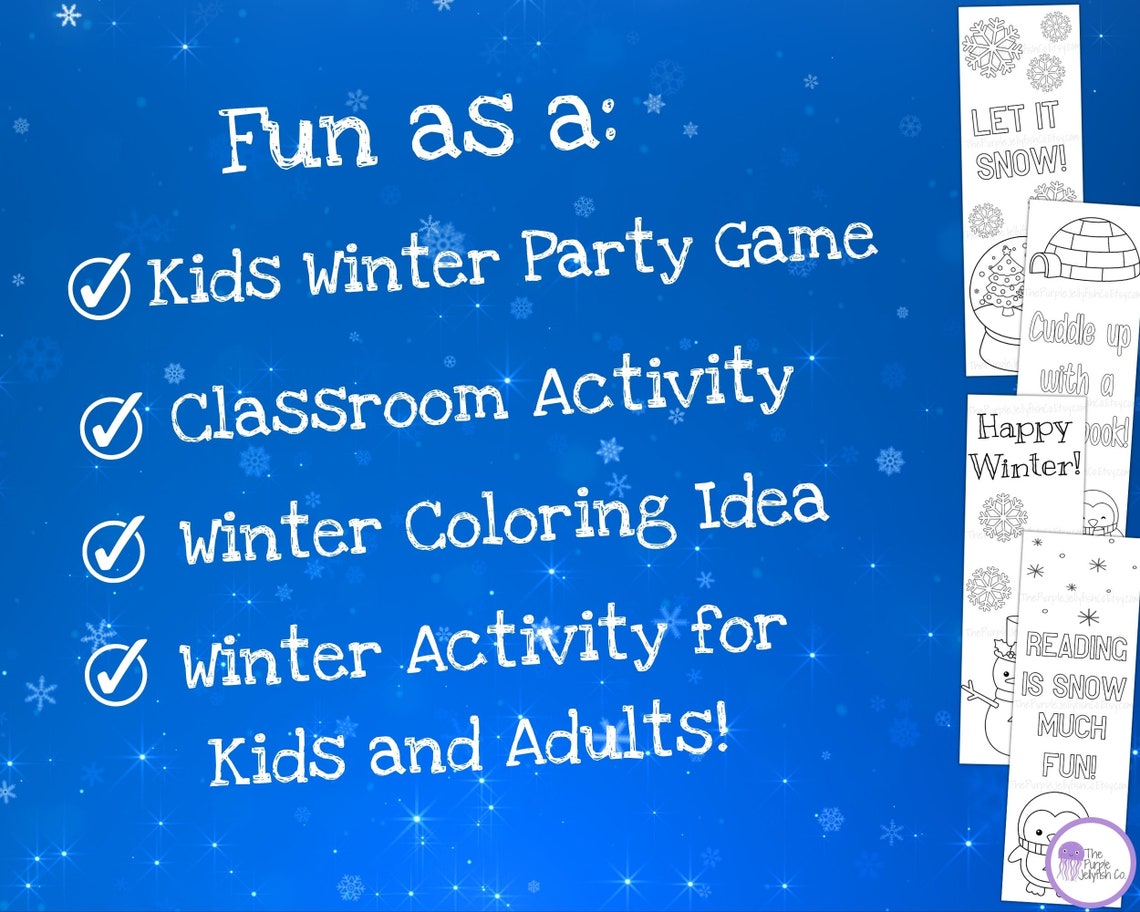 Winter Coloring Bookmark, Color Your Own Bookmarks, Christmas Activity ...