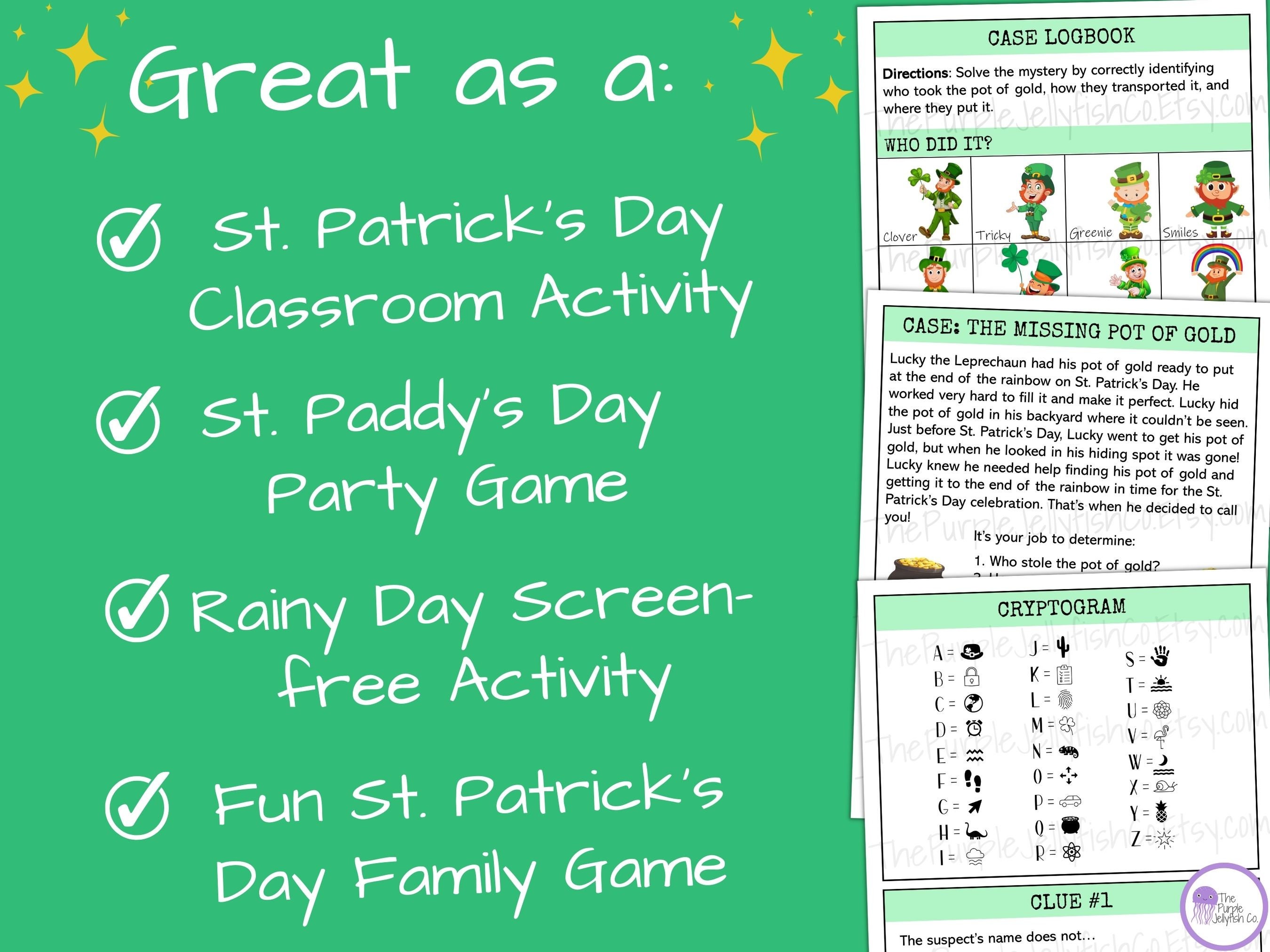 St. Patrick's Day Mystery Game for Kids, Printable Escape Room for Kids ...