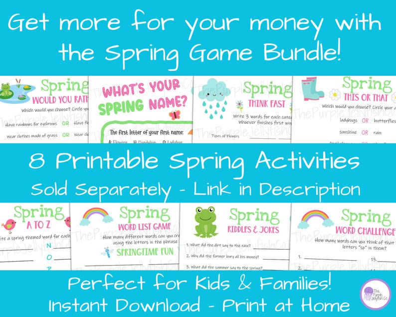 Spring Think Fast Game Printable, Spring Activity for Kids Teens ...