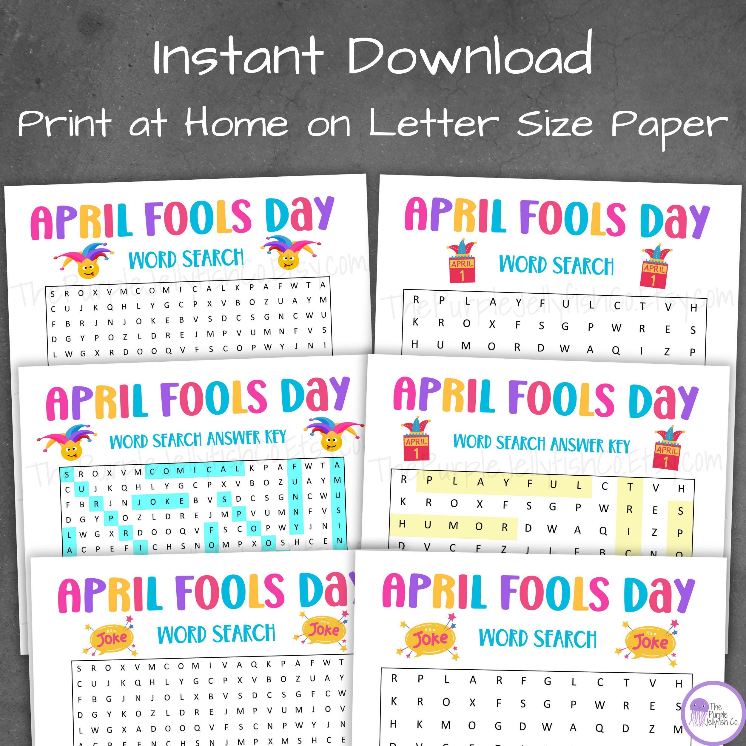 April Fools Day Word Search Printable, Funny April Fools Prank for Kids ...