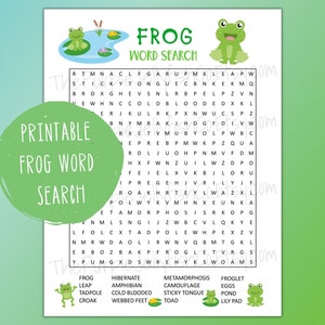 Frog Word Search Printable, Frog Activity for Kids, Word Game, Spring ...