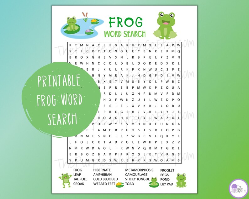Frog Word Search Printable, Frog Activity for Kids, Word Game, Spring ...
