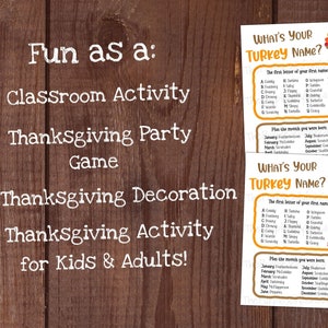 What's Your Turkey Name Game, Thanksgiving Game Printable, Thanksgiving ...