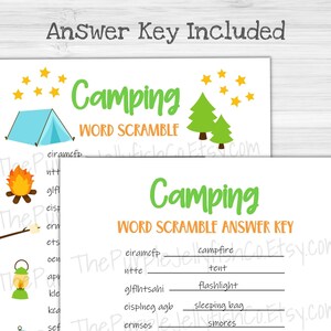 Camping Word Scramble, Kids Camping Activity, Camping Game for Kids ...